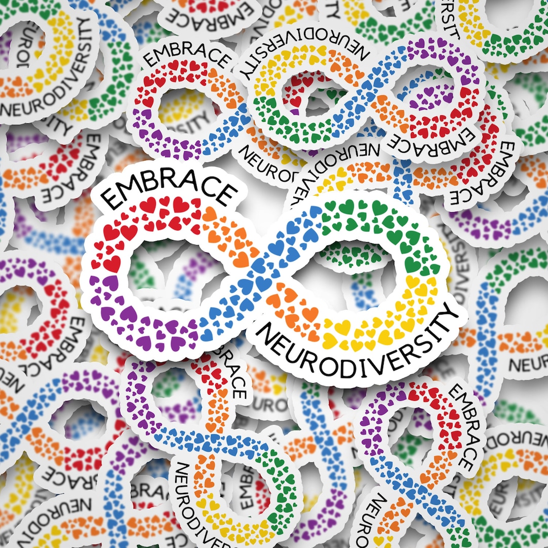 Embrace Neurodiversity, Autism Hearts, Autism Awareness Sticker, Autism ...