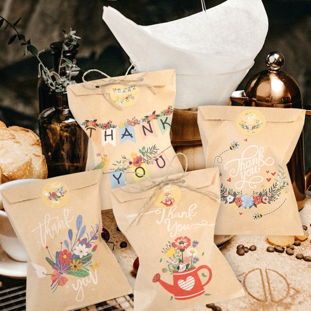 Set of 4 Thank You Paper Bags, Thanksgiving, Fun, Cute, Birthday Gift ...