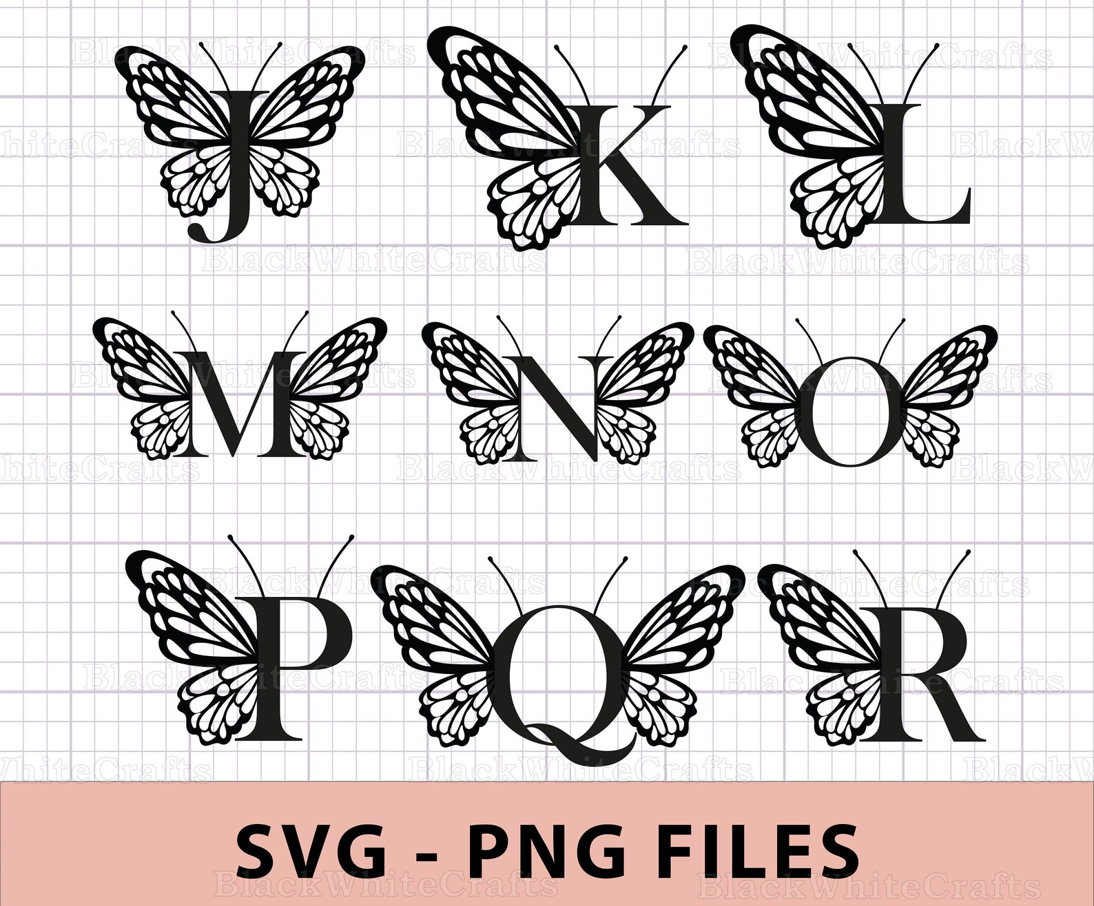 Butterfly Monogram Alphabet Svg Png Flower Monogram Frame - Etsy