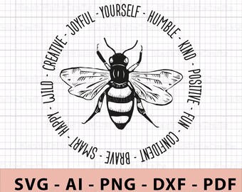 Bee Positive SVG, Bee SVG, Bumble Bee Svg, Positive Pins Svg, Most ...