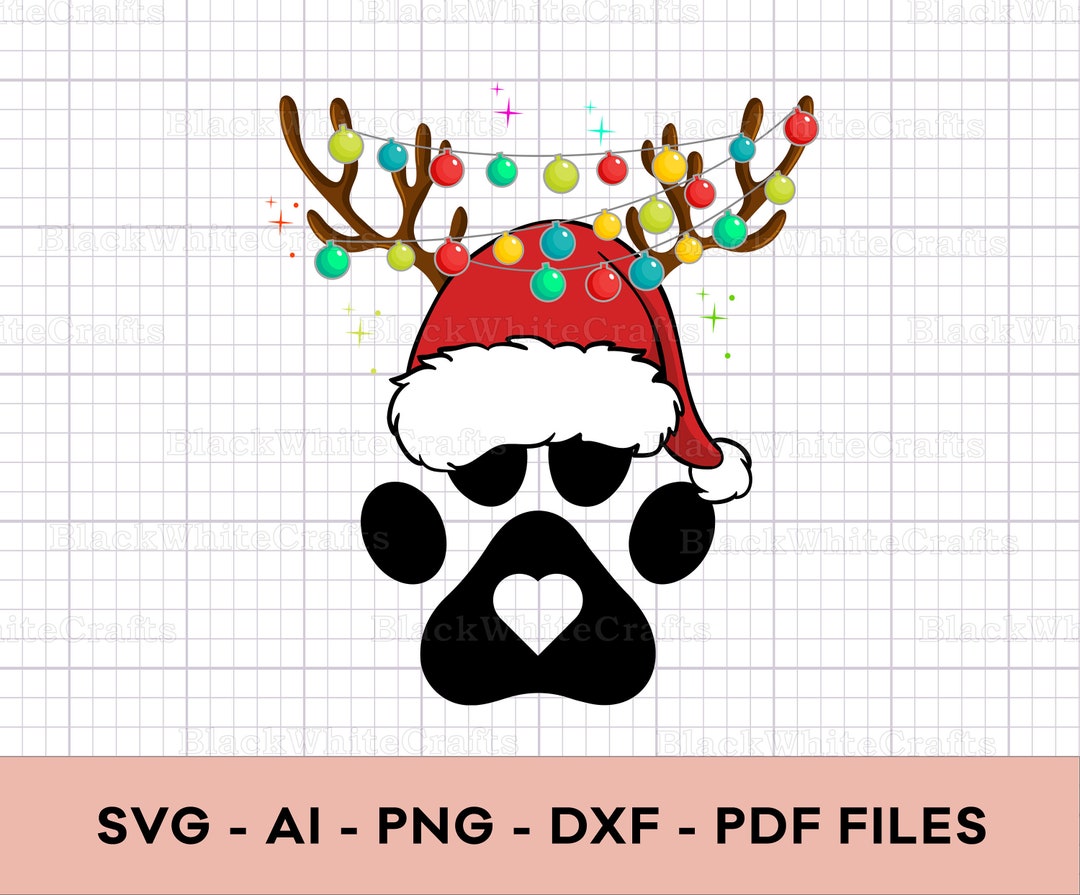 Christmas Paws With Christmas Lights Svg, Christmas Dog Paw Png ...