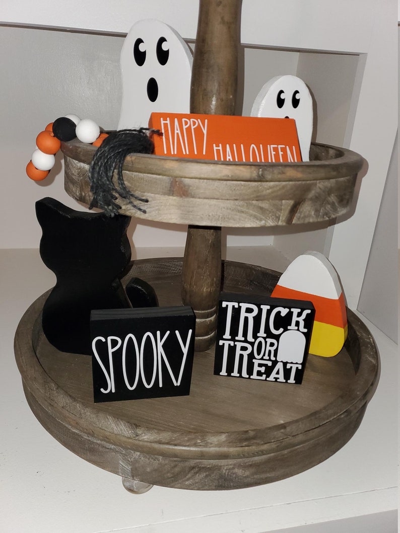 Ghost / Wooden Ghost / Tiered Tray Décor / Halloween / Halloween Décor ...