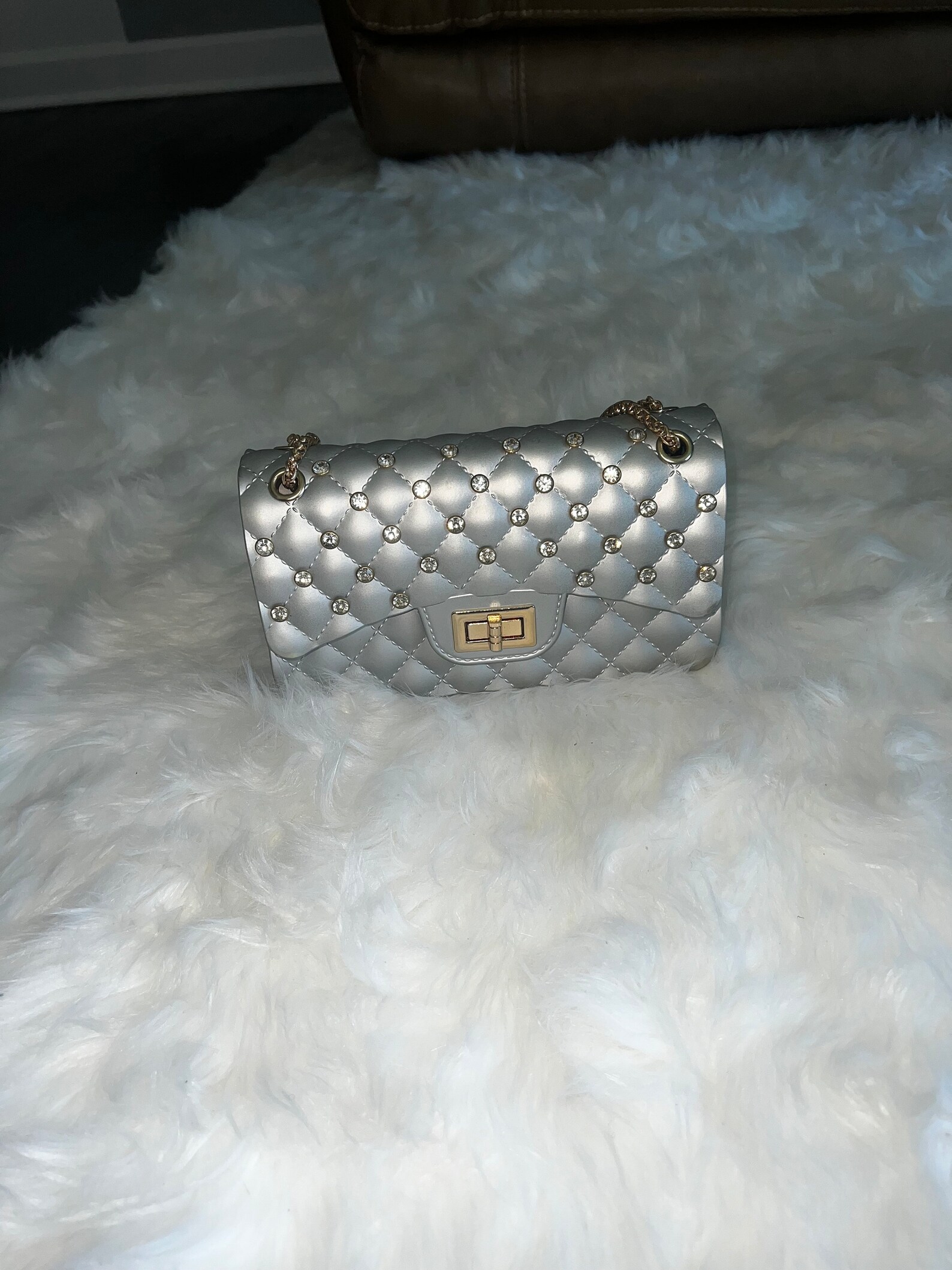 Silver Rhinestone Embellished Quilted Purse - Etsy