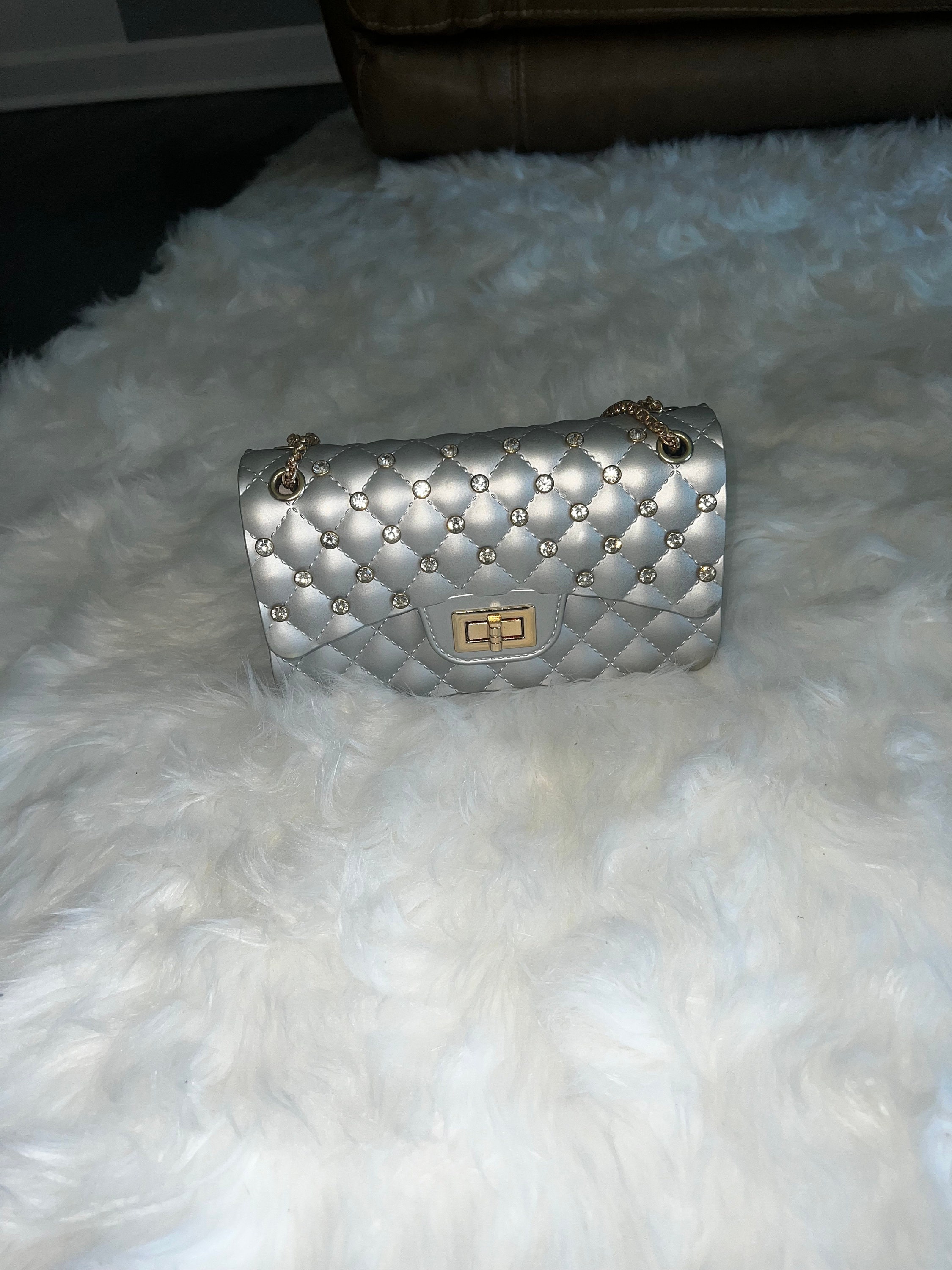 Silver Rhinestone Embellished Quilted Purse - Etsy