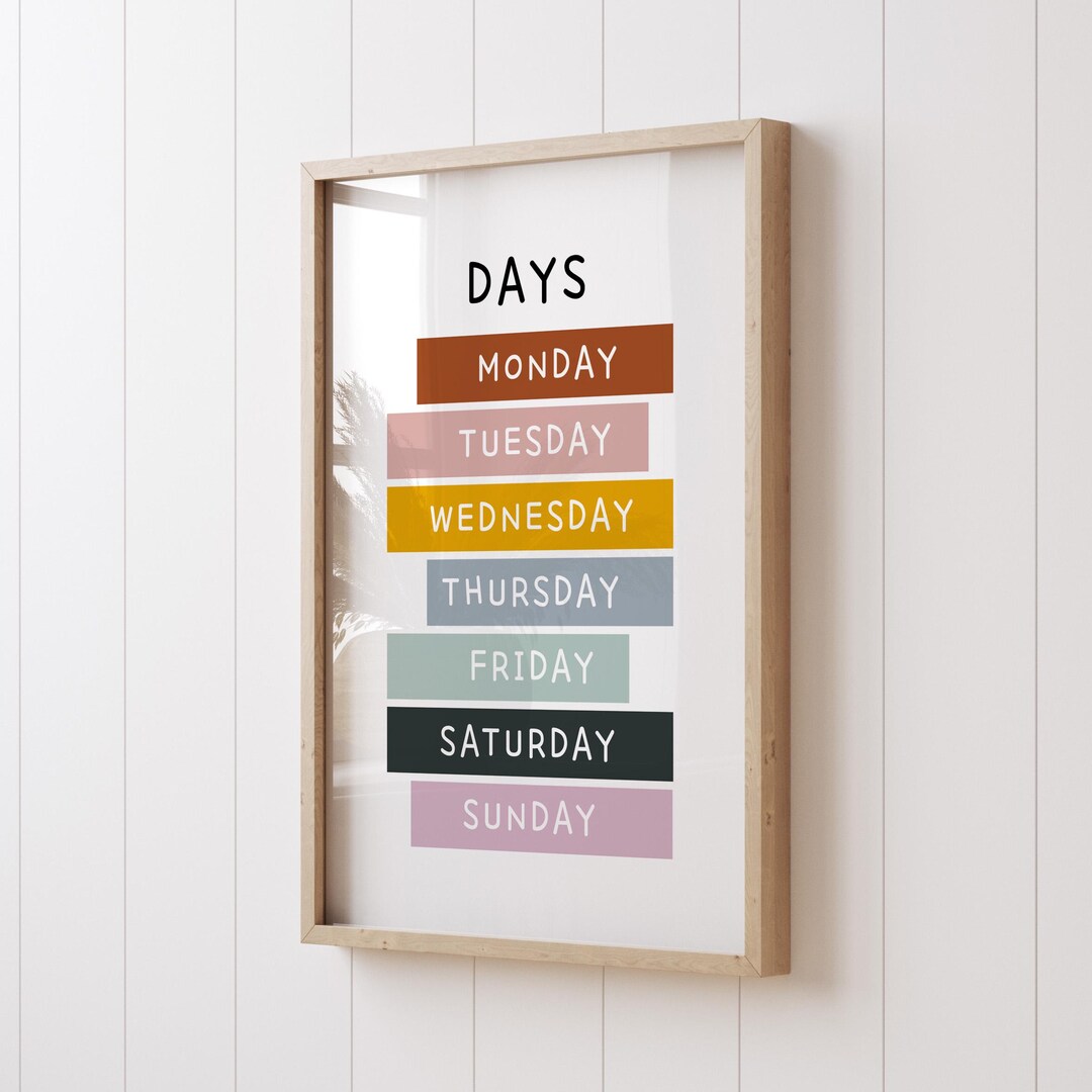 Days of the Week Printable Poster for Kids | Educational Wall Art ...