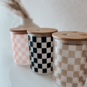 15oz Checkered Mugs| Frosted Glass Mug |sublimation| Neutral Mama Glass ...