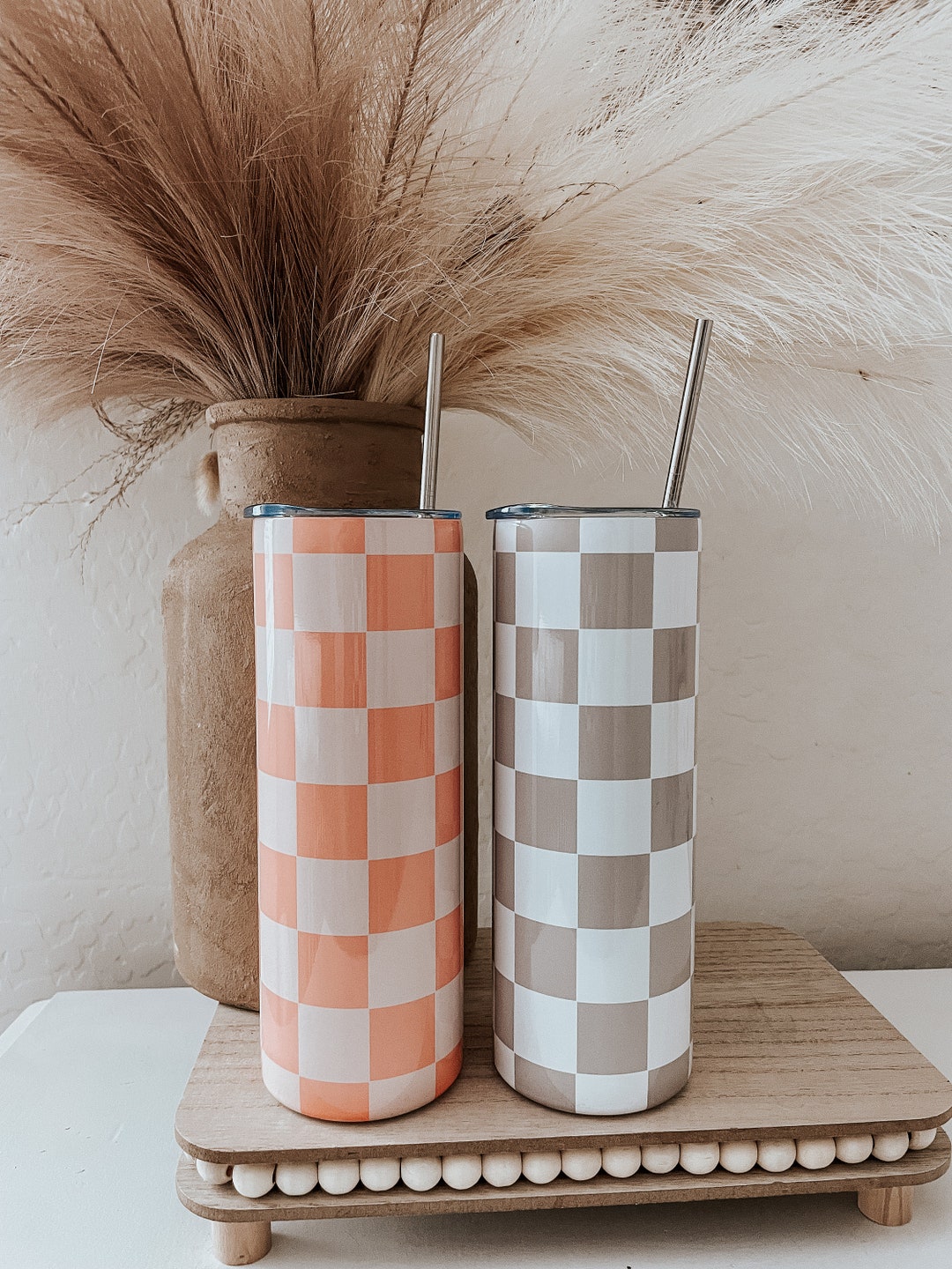 Checkered Tumbler| 20oz Tumbler|neutral Tumblers| Sublimation Tumbler ...