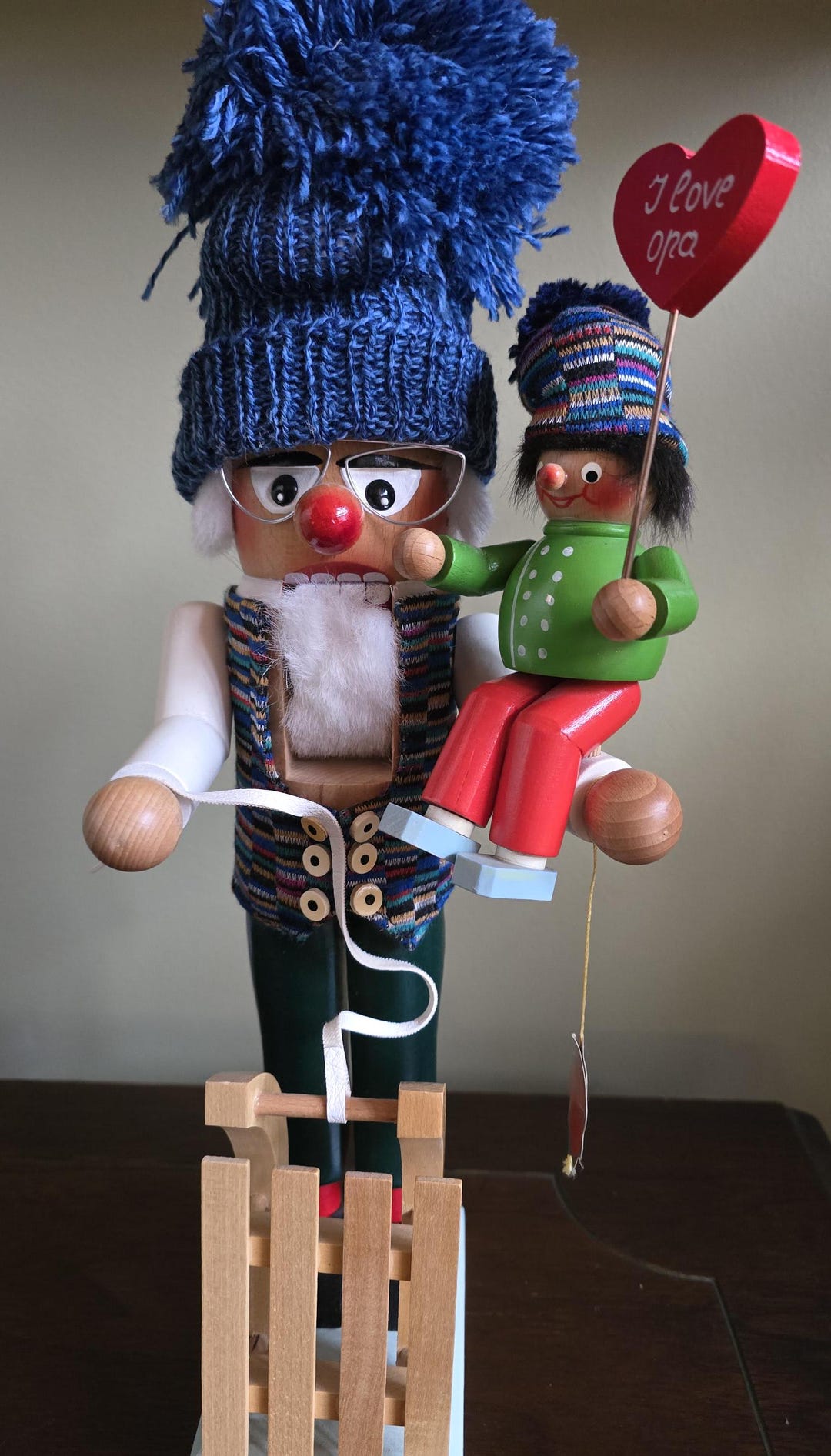 Steinbach Nutcracker: the Grandpa Opa With Sled and Grandson S630 - Etsy