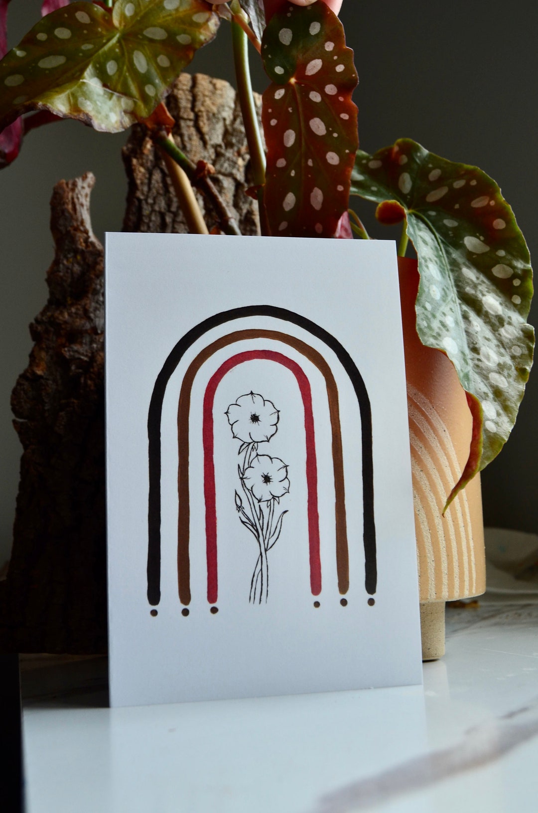 Arch Card, Terracotta Inspired Arch Card, Greeting Card, Flower Card ...