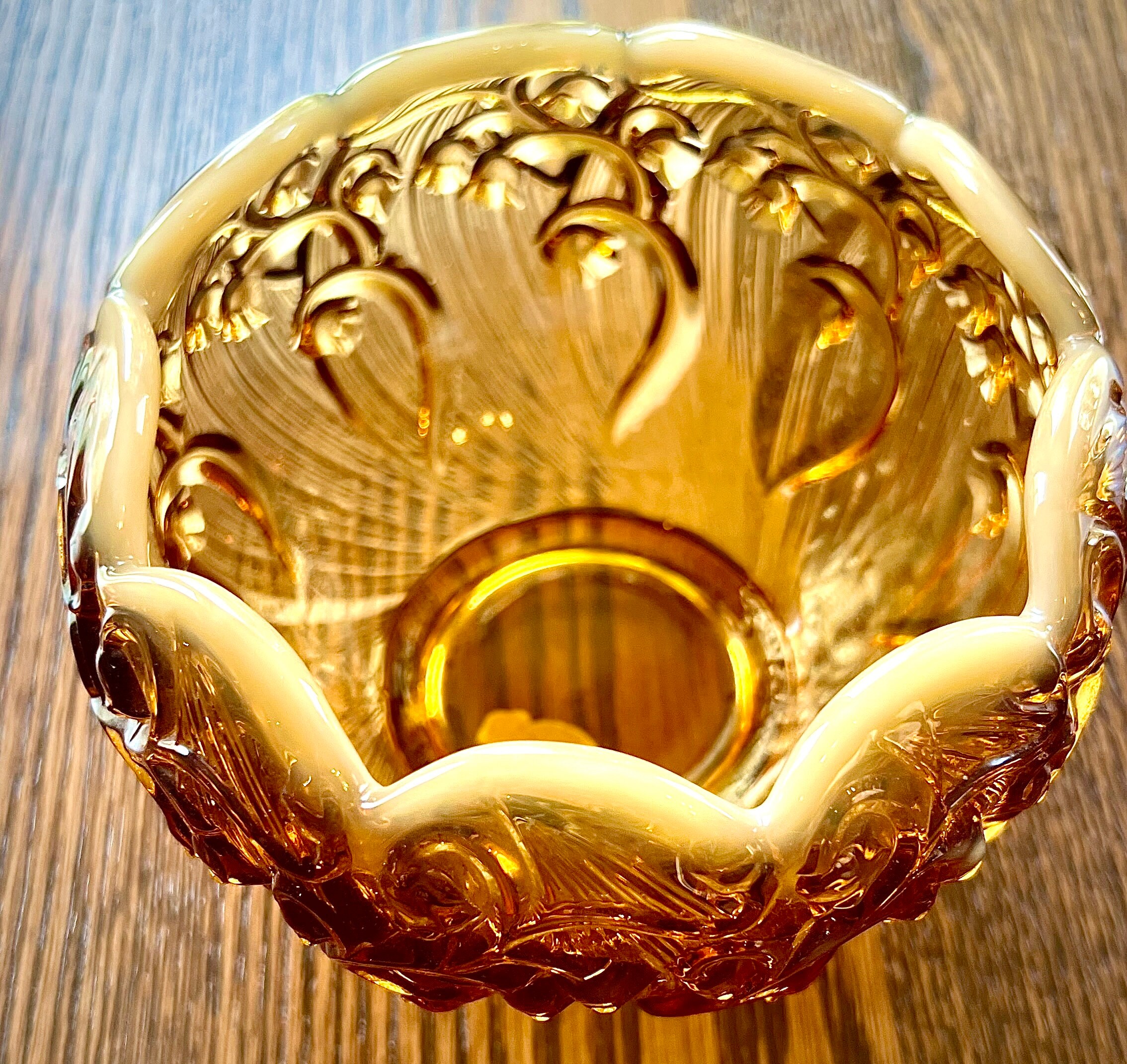 RARE Vintage Fenton Lily of the Valley Amber Opal Rose Bowl - Etsy