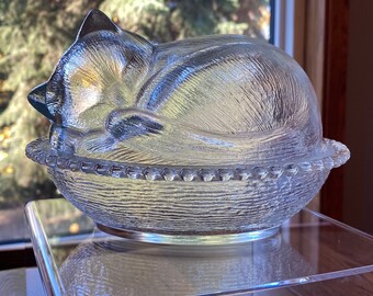 Glass Cat on Nest - Etsy