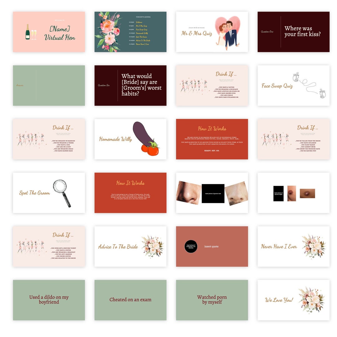Powerpoint Virtual Hen Party / Bridal Shower / Bachelorette 100 Slide ...