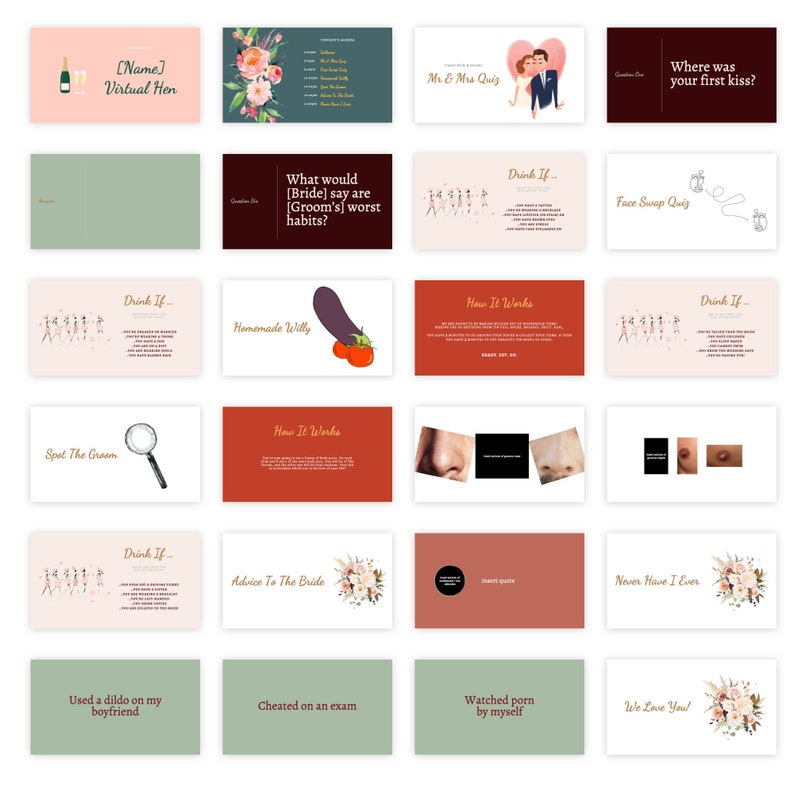 Powerpoint Virtual Hen Party / Bridal Shower / Bachelorette 100 Slide ...