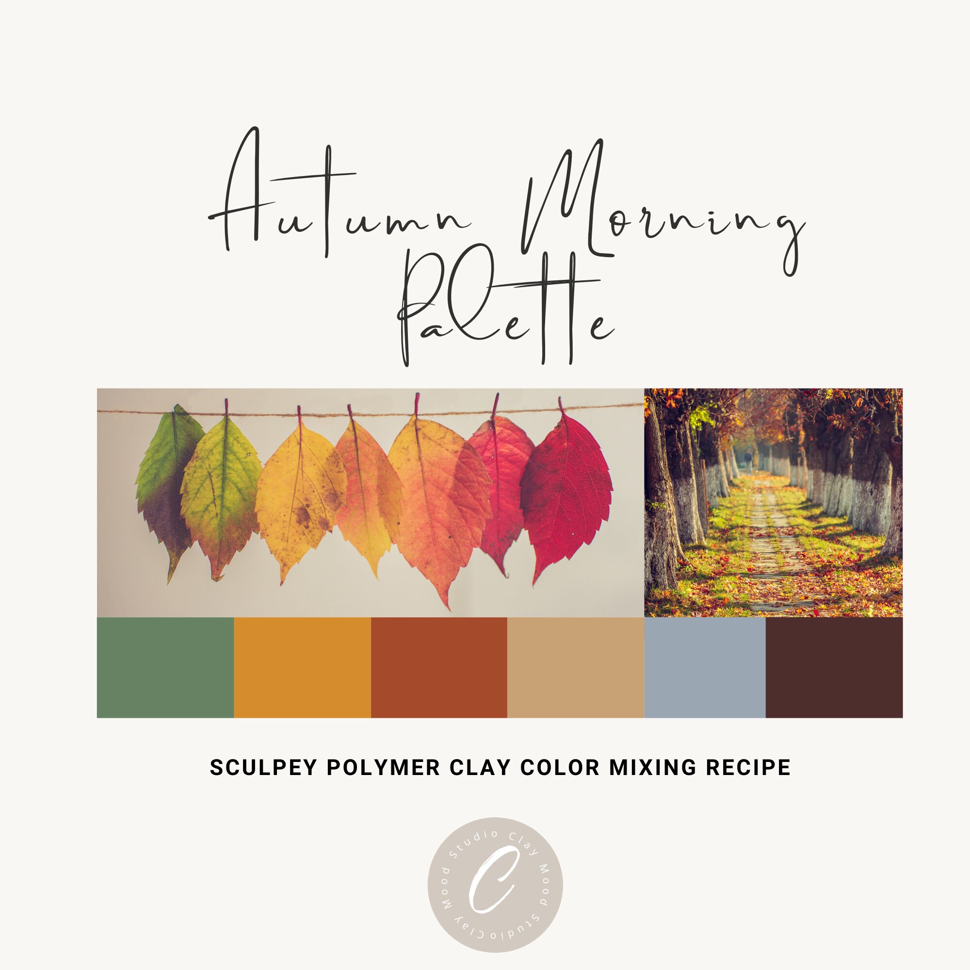 Autumn Morning Palette/easy Mixing Guide/sculpey Premo/polymer Clay ...