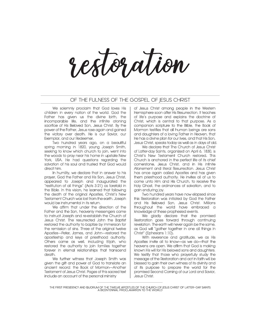 Restoration - Digital Print - LDS Religious Wall Art - Church of Jesus ...