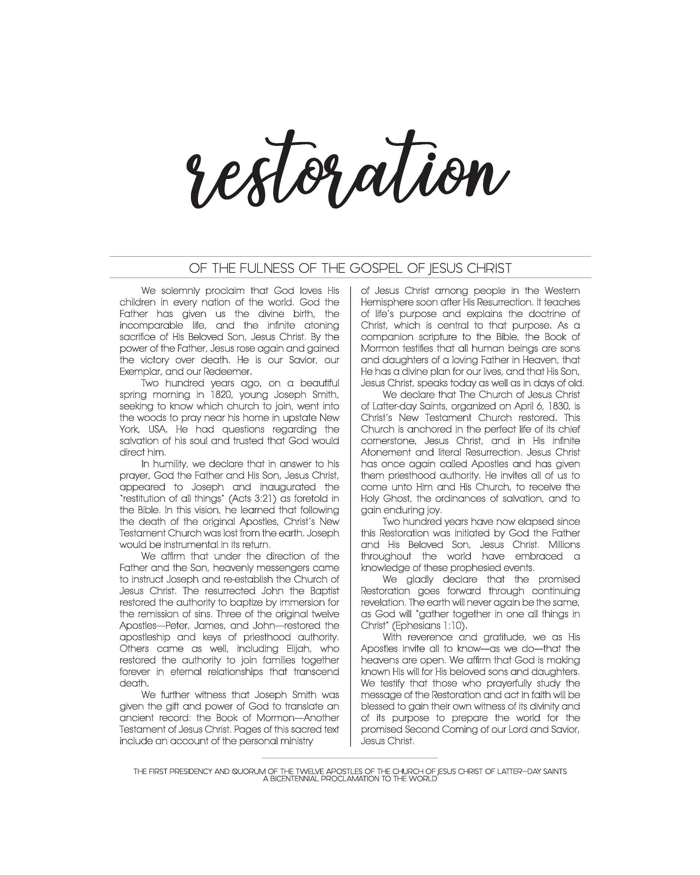 PROCLAMATION ART BUNDLE - the Living Christ - Articles of Faith ...