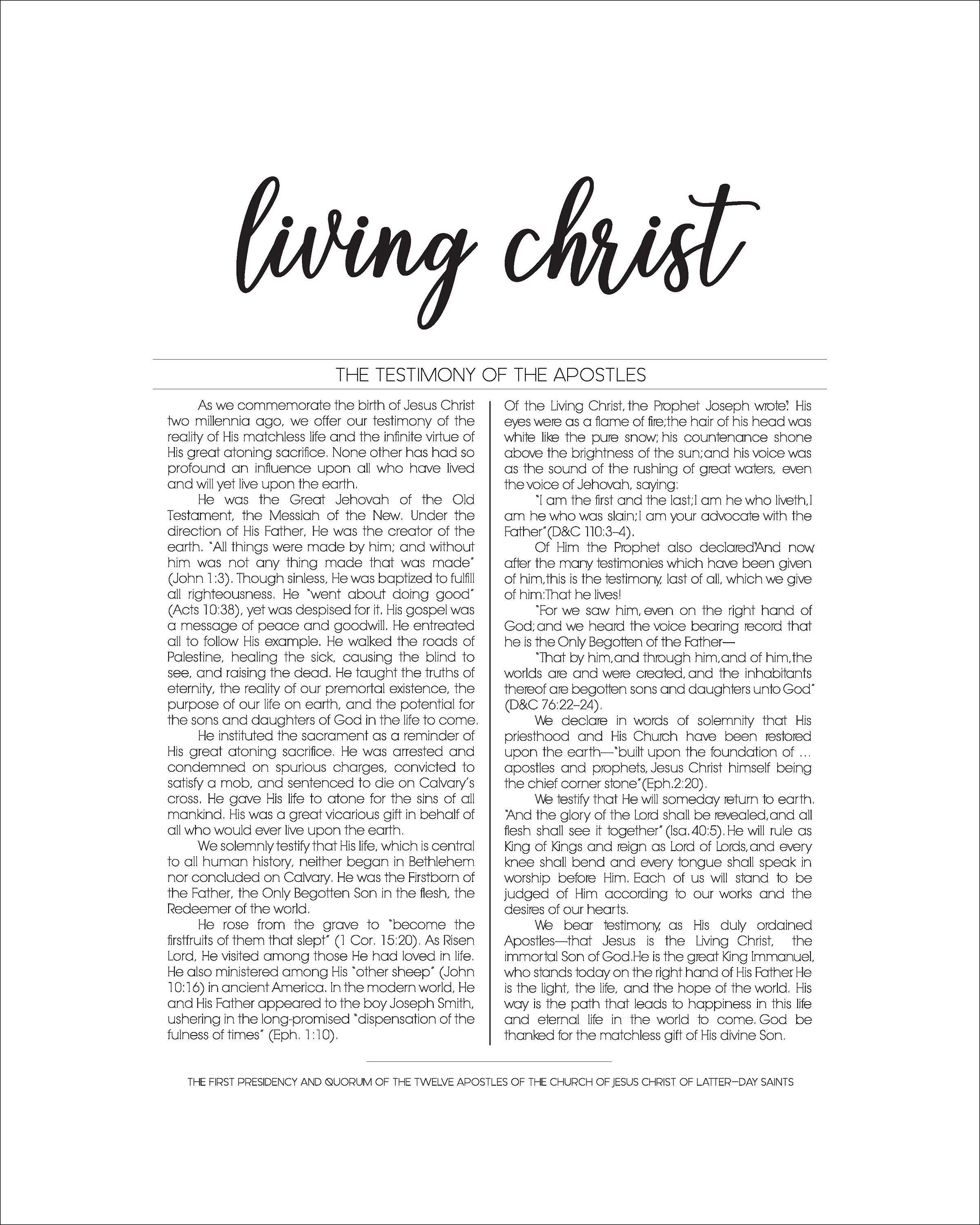PROCLAMATION ART BUNDLE - the Living Christ - Articles of Faith ...