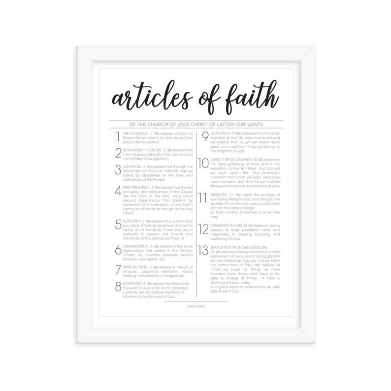 The Articles of Faith - Digital Print - LDS Religious Wall Art - Church ...