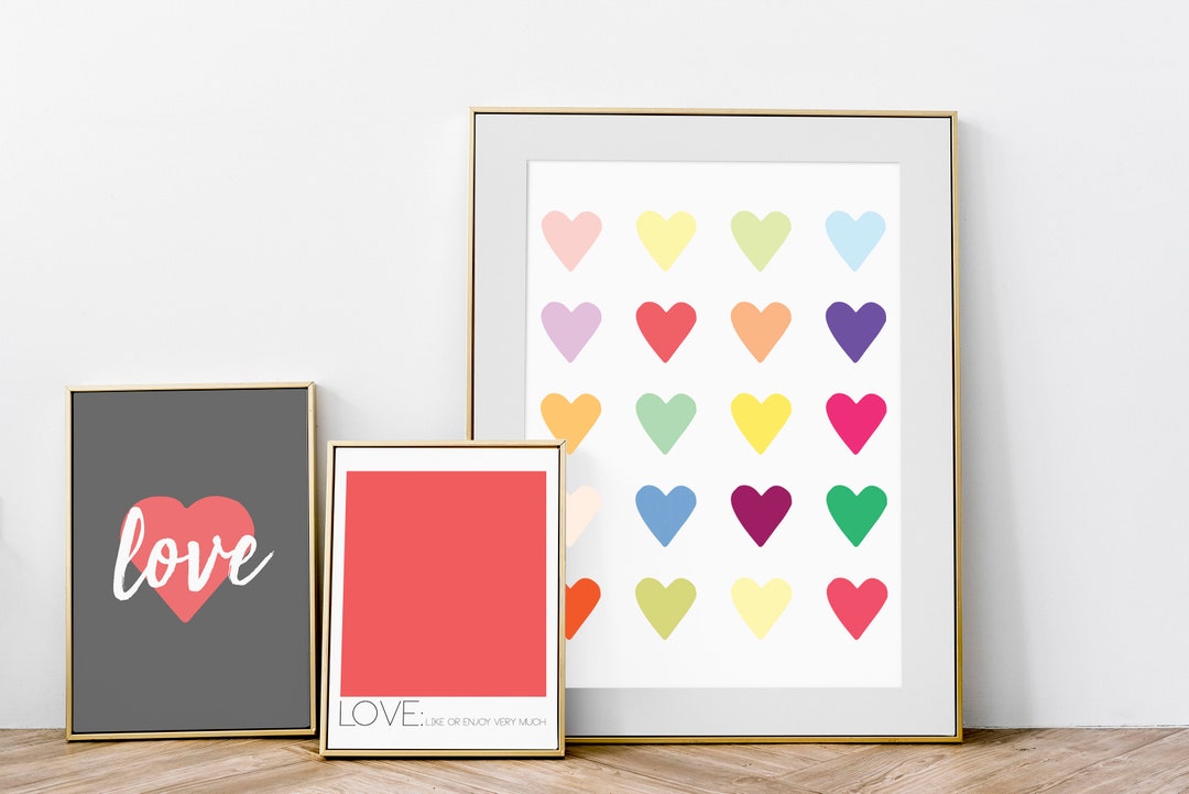 Multi Color Heart Art Custom Home Art Printable Art Wall Decor Rainbow ...