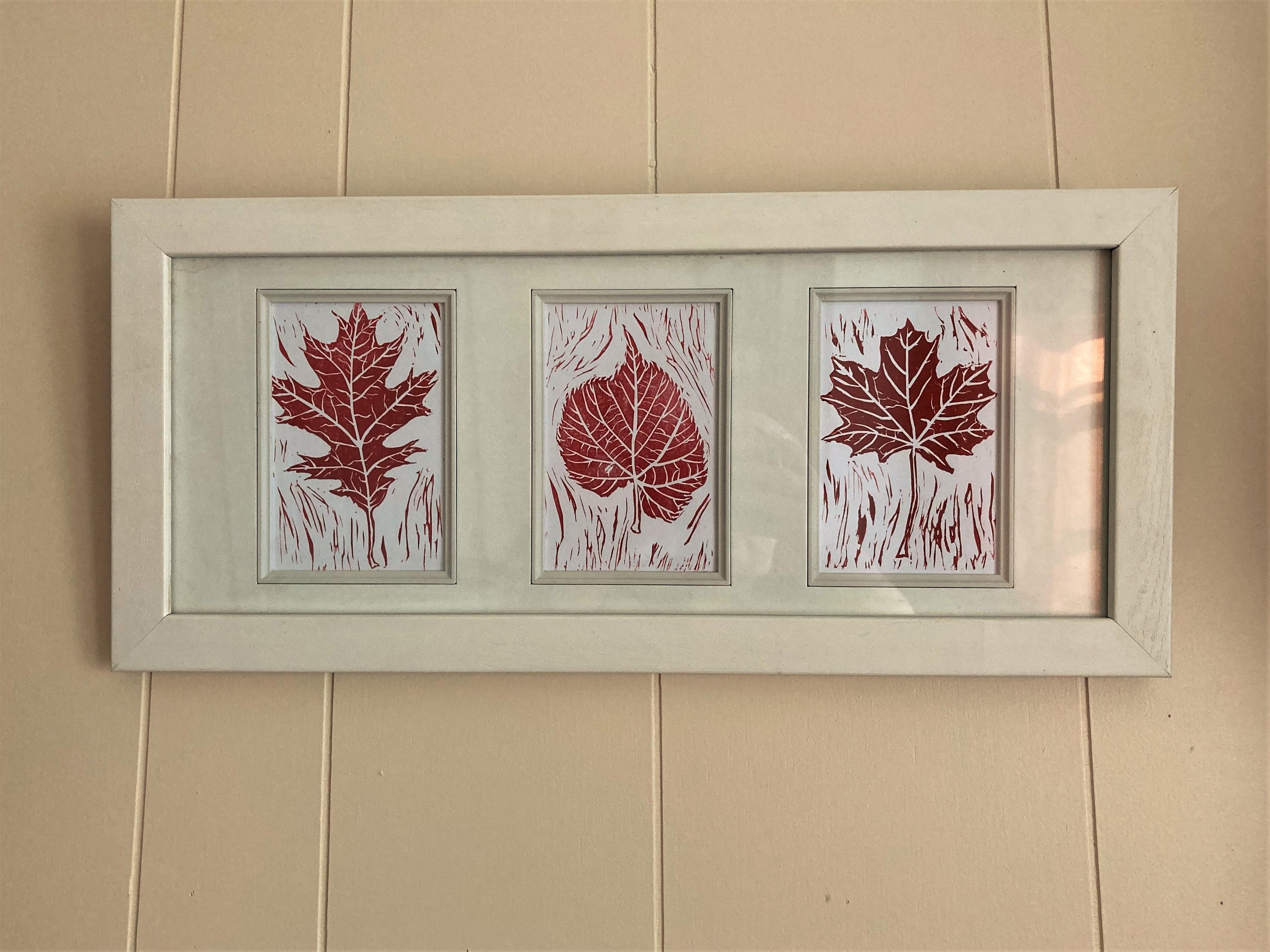 Autumn Leaf Print Set | Handmade Leaf Block Print | Fall Leaves ...