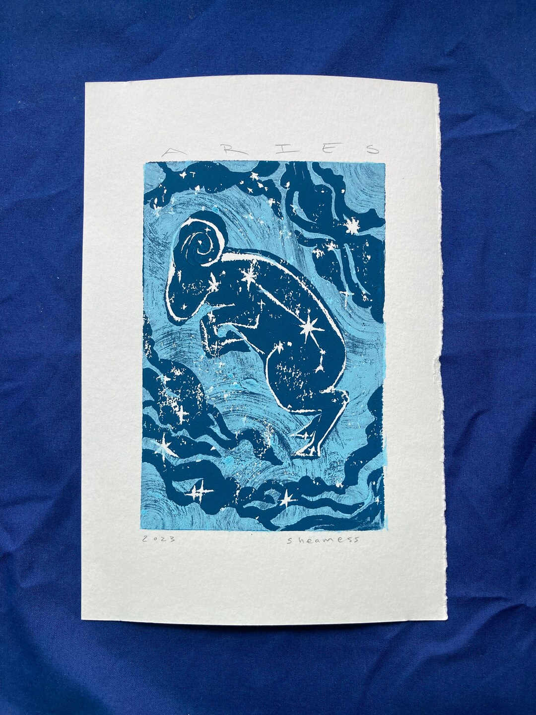 Aries | Handmade Zodiac Block Print | Astrology Art | Astrological ...