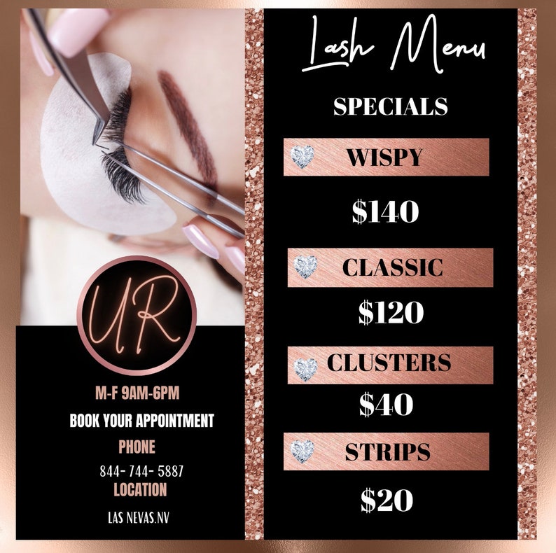 DIY Lash Menu Template - Etsy