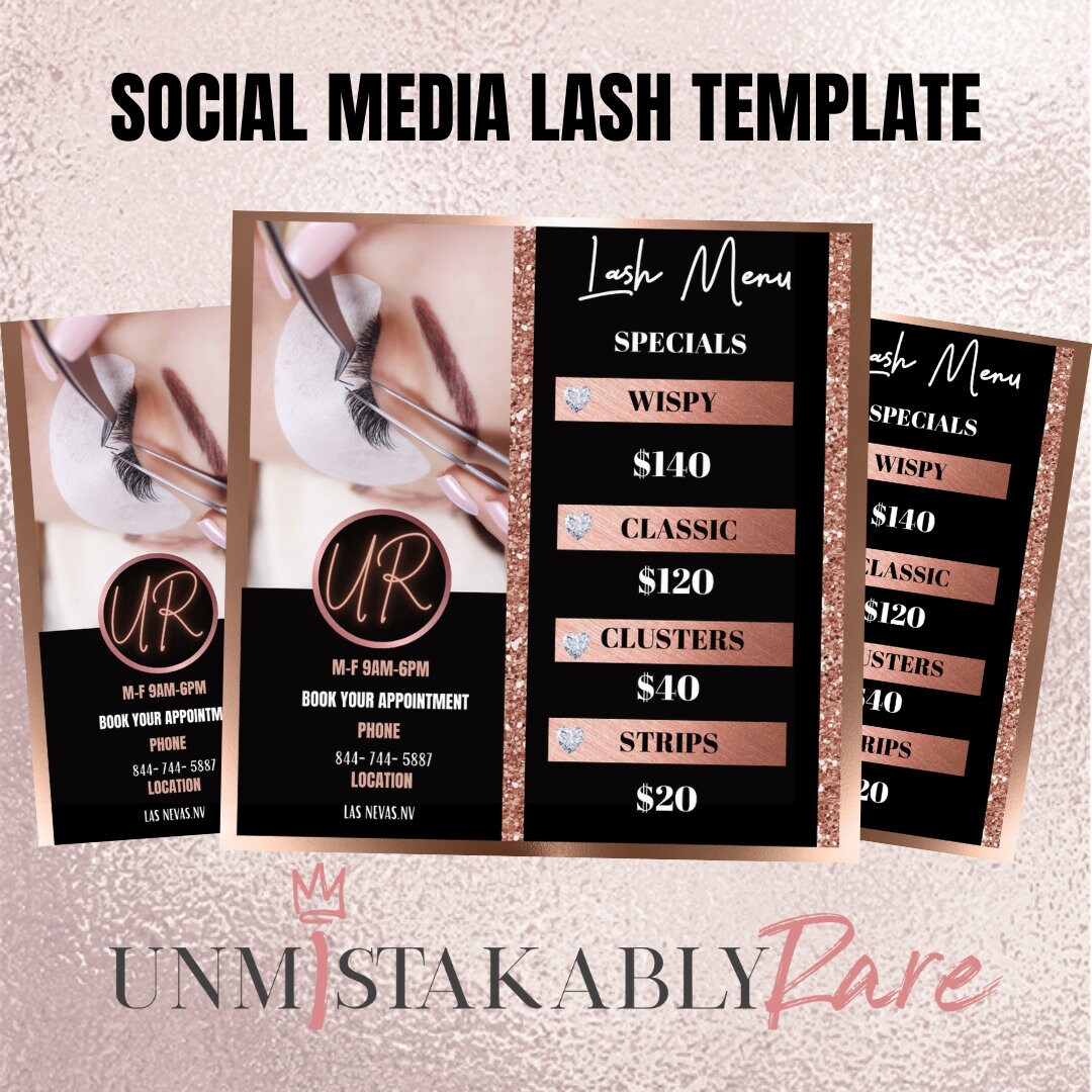 DIY Lash Menu Template - Etsy