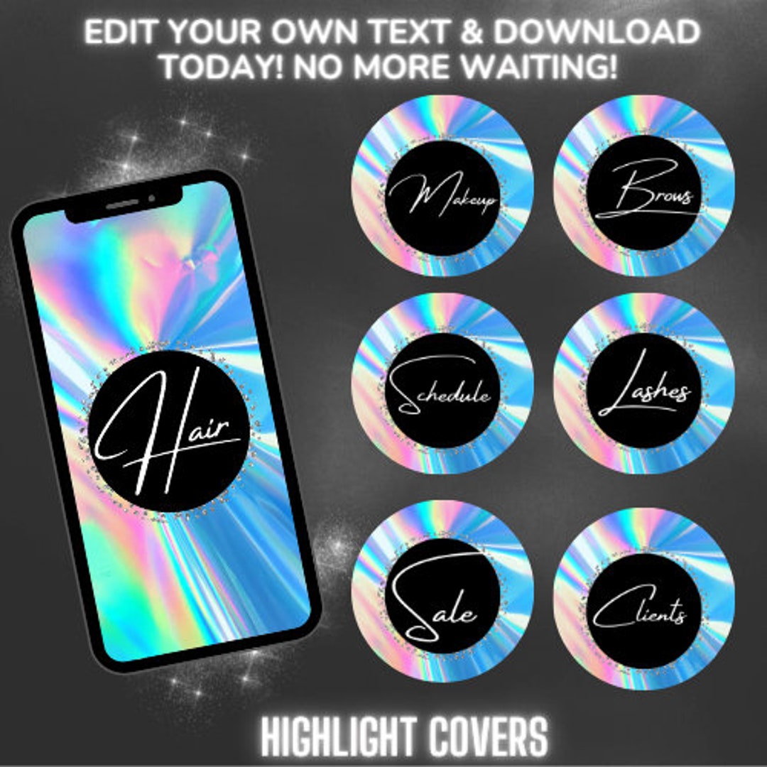 7 Piece -diy Instagram Story Highlight Covers- Foil Paper - Text Icons ...