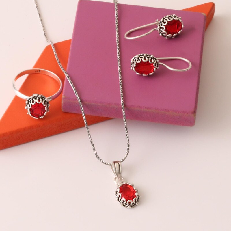Red Jewelry Set - Etsy