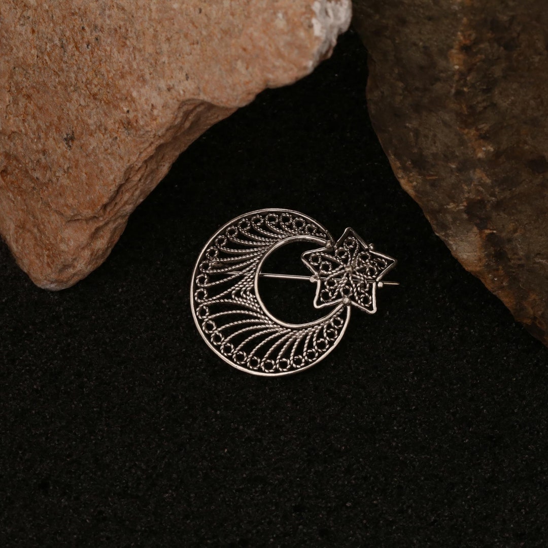 Moon and Star Brooch, Turkish Flag Brooch, Turkey Brooch, Graduation ...