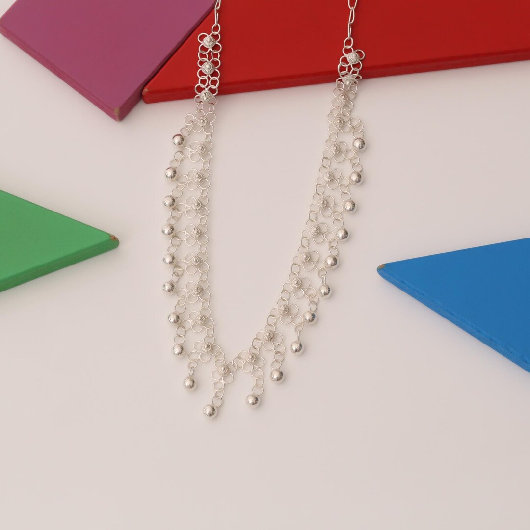 Filigree Coriander Silver Necklace, Handmade Elegance Necklace, Wedding ...