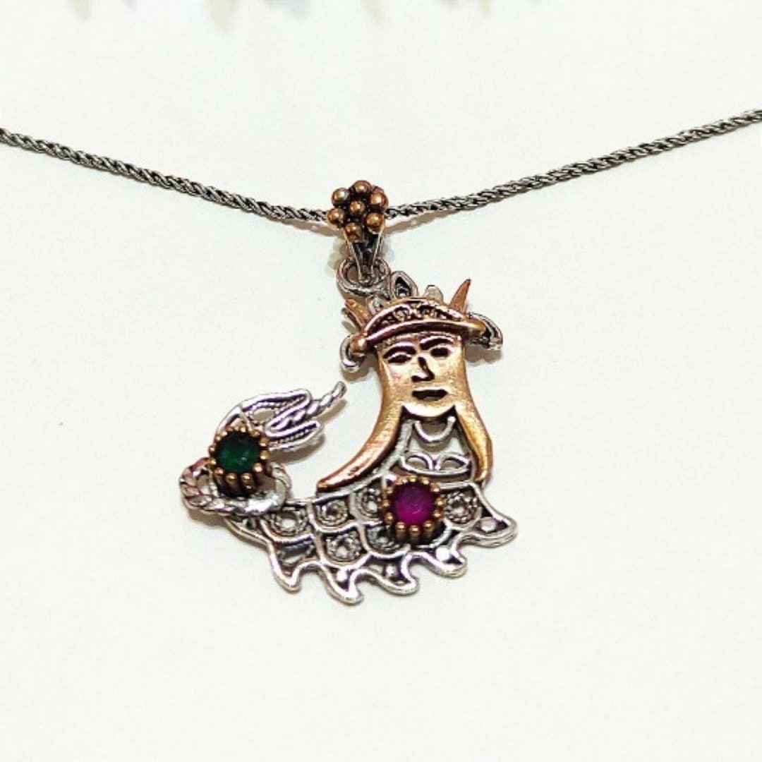 Handmade Silver Shahmaran Pendant: Mythological Gemstone Amulet - Etsy