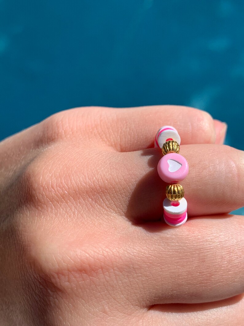 Preppy Clay Bead Rings - Etsy UK
