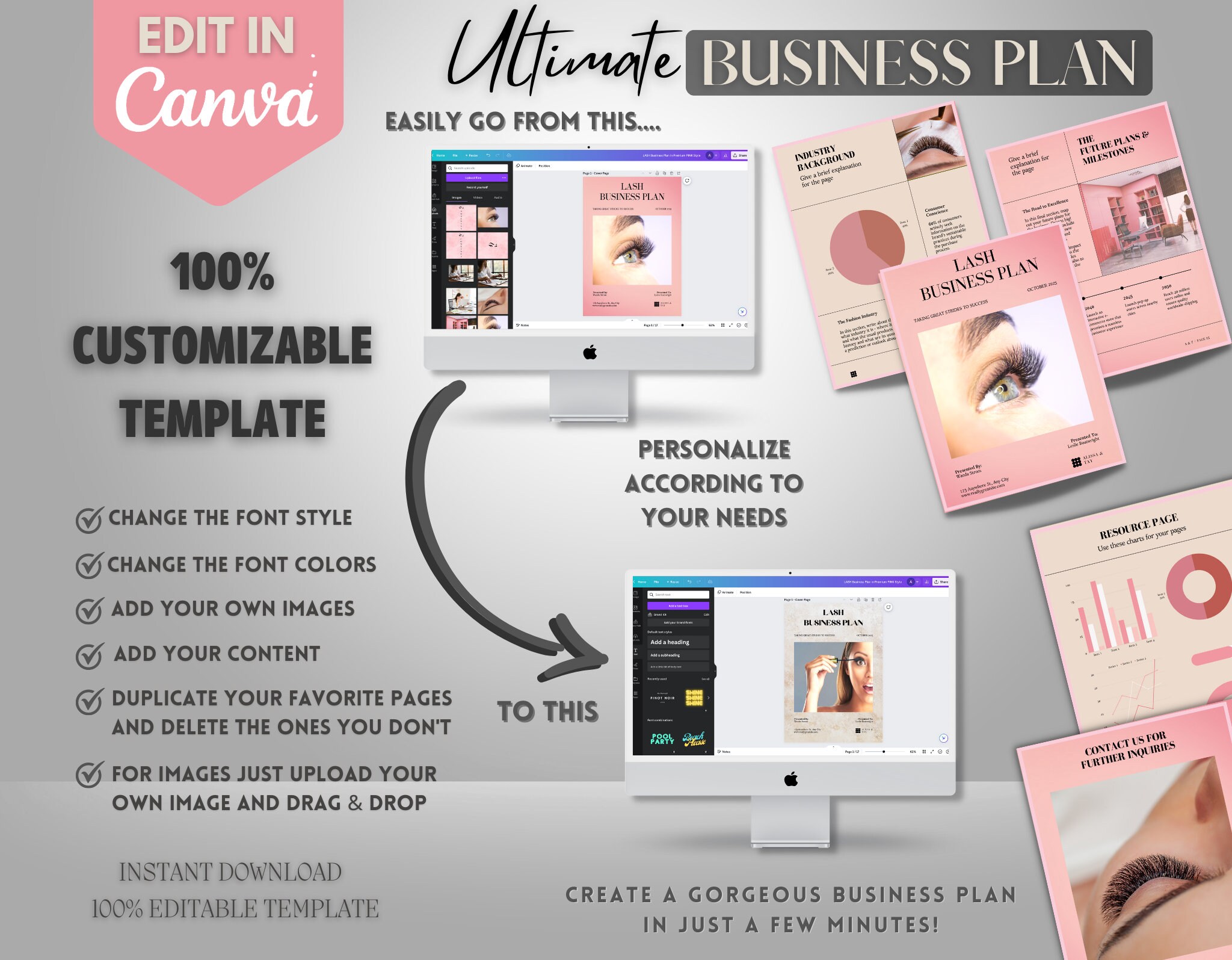 Lash Business, Small Business Plan Template, BOSS BABE, Business ...