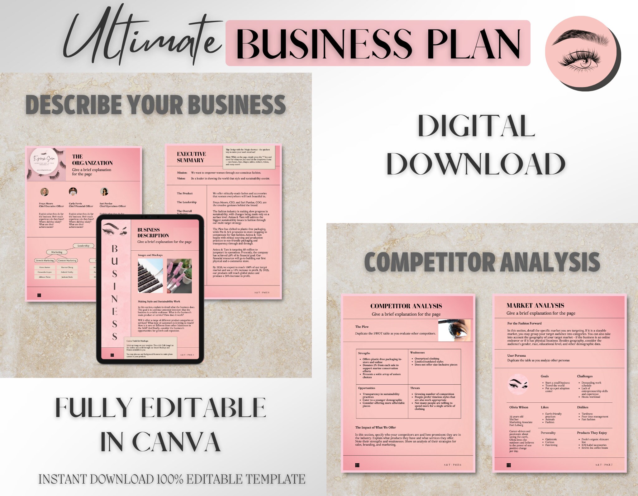 Lash Business, Small Business Plan Template, BOSS BABE, Business ...