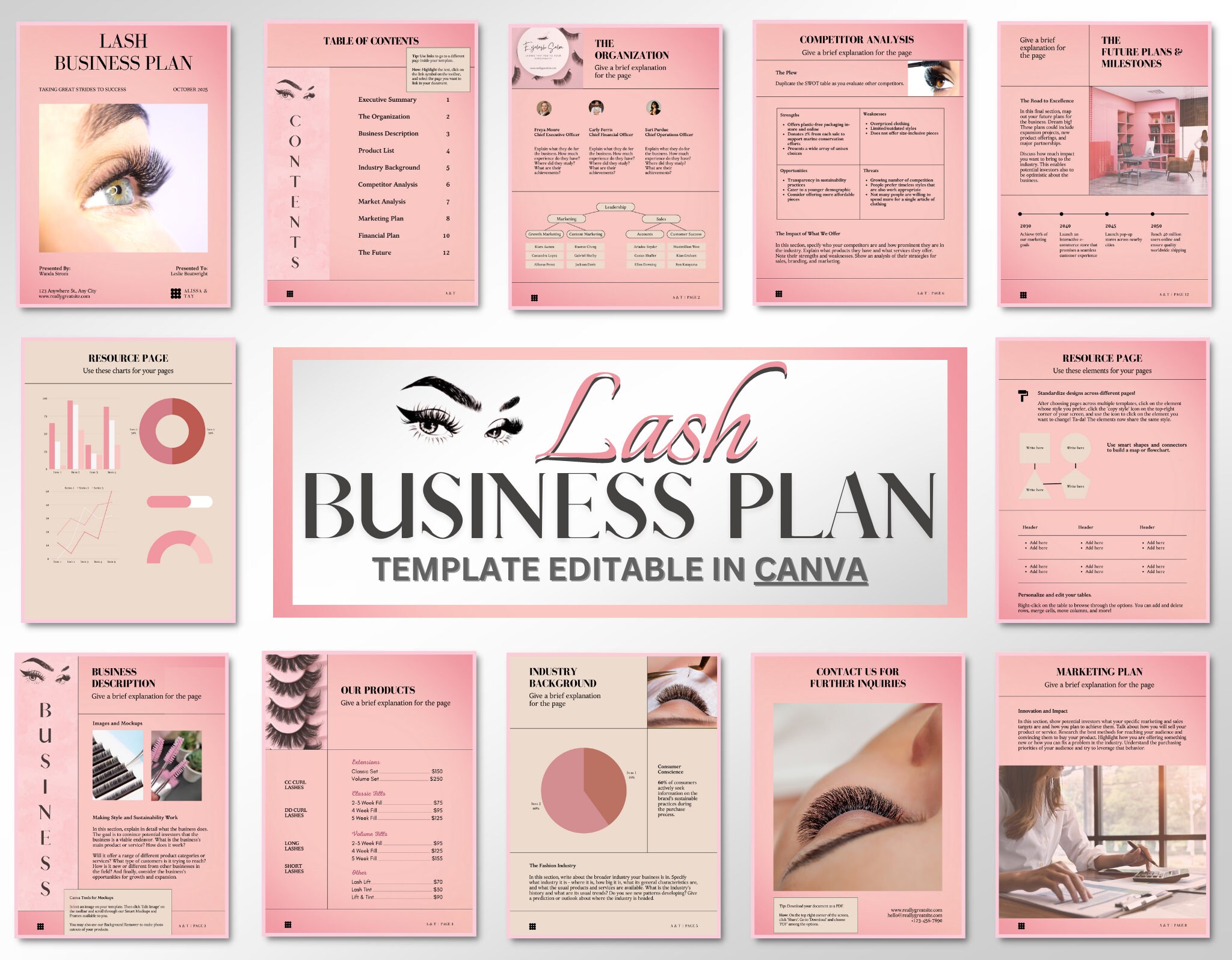 Lash Business, Small Business Plan Template, BOSS BABE, Business ...