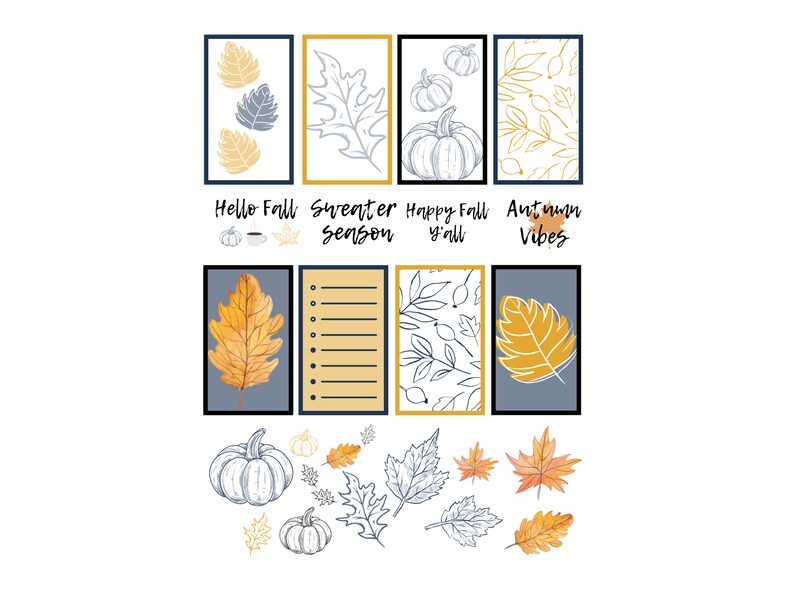 Printable Fall Themed Stickers for Planner, Happy Planner Classic ...