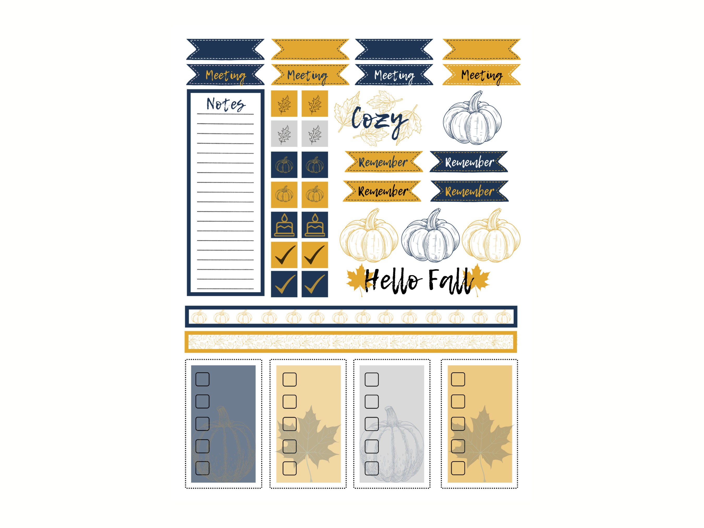 Printable Fall Themed Stickers for Planner, Happy Planner Classic ...