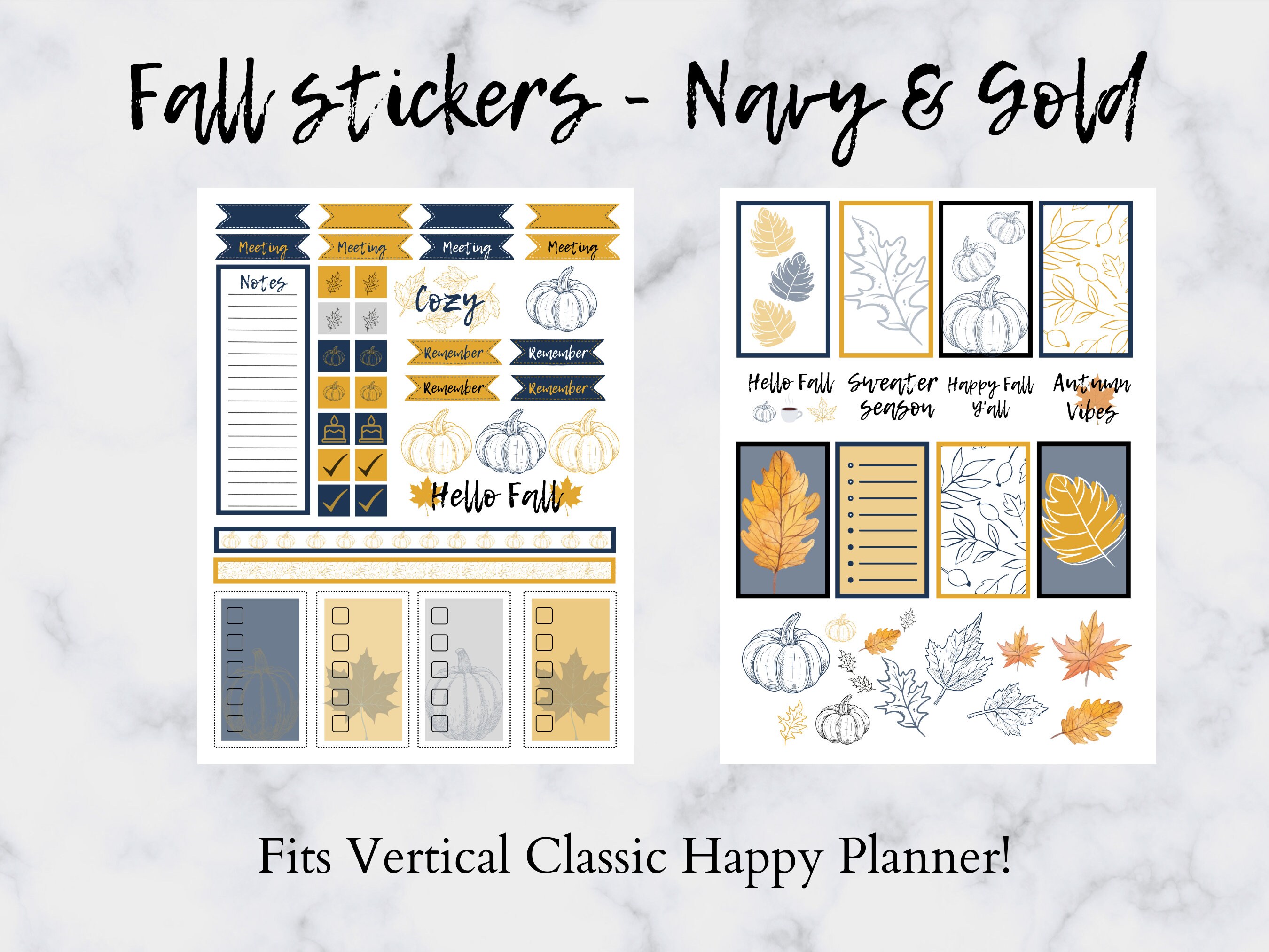 Printable Fall Themed Stickers for Planner, Happy Planner Classic ...