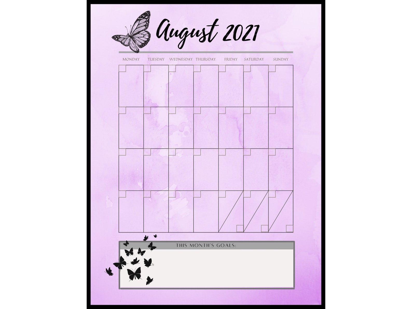 2021-2022 Butterfly Printable Planner Yearly Monthly | Etsy