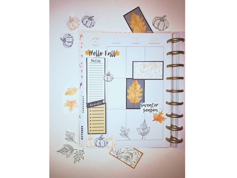 Printable Fall Themed Stickers for Planner, Happy Planner Classic ...