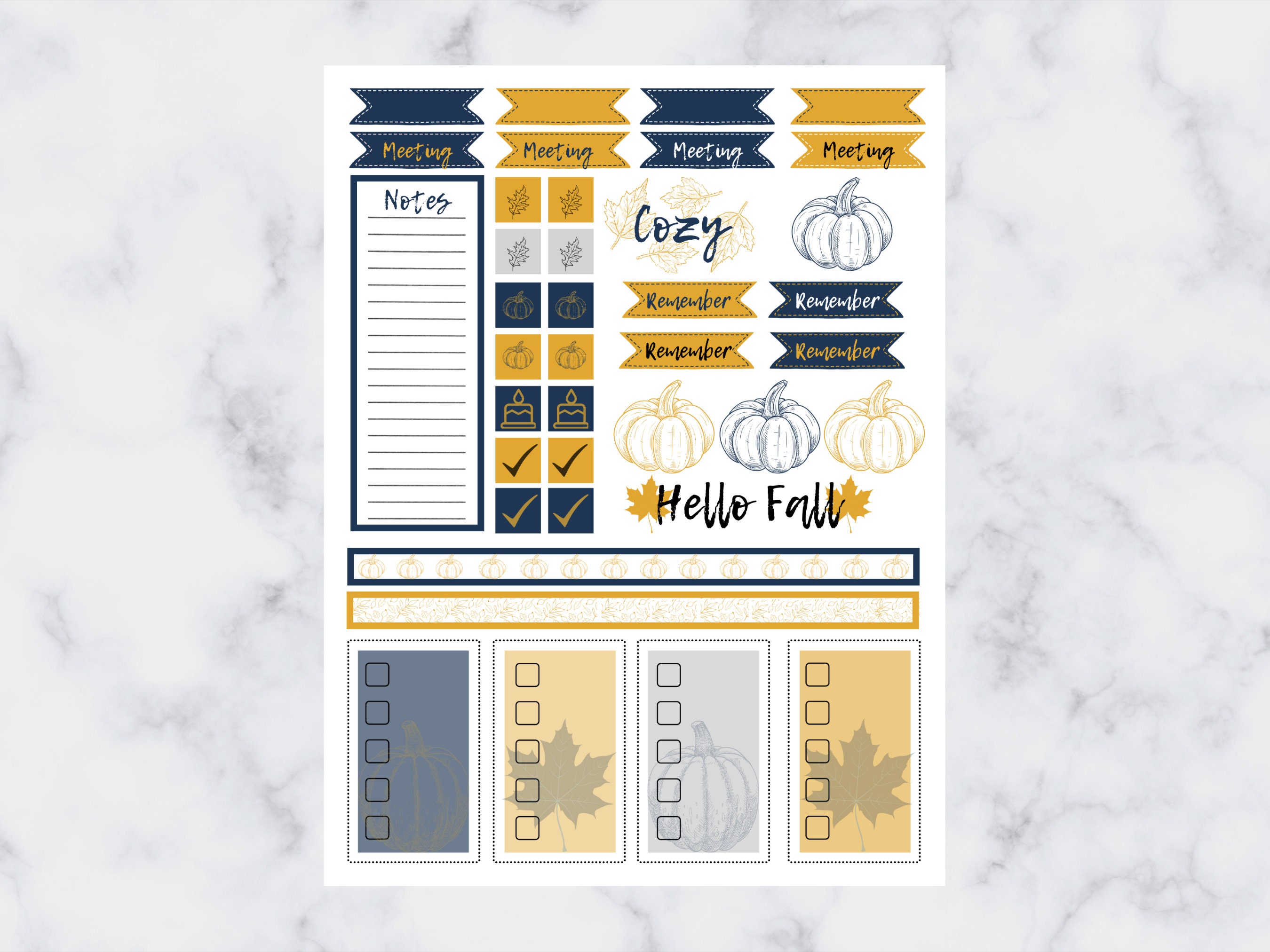 Printable Fall Themed Stickers for Planner, Happy Planner Classic ...