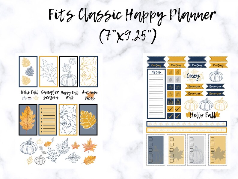 Printable Fall Themed Stickers for Planner, Happy Planner Classic ...