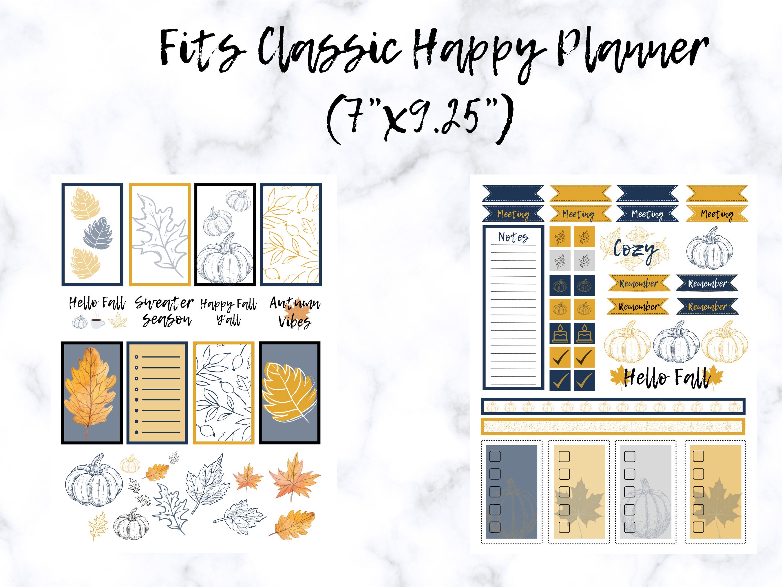 Printable Fall Themed Stickers for Planner, Happy Planner Classic ...
