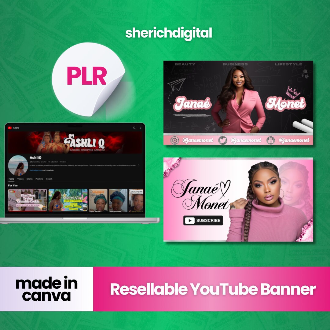 PLR, Youtube Banner, White Label Youtube Banner, Done for You, Resellable Youtube Banner ...