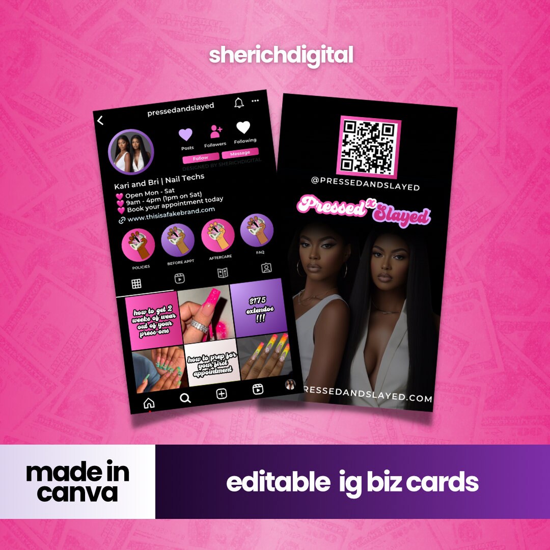 Instagram Business Cards, DIY Canva Biz Card Template Design, Premade ...