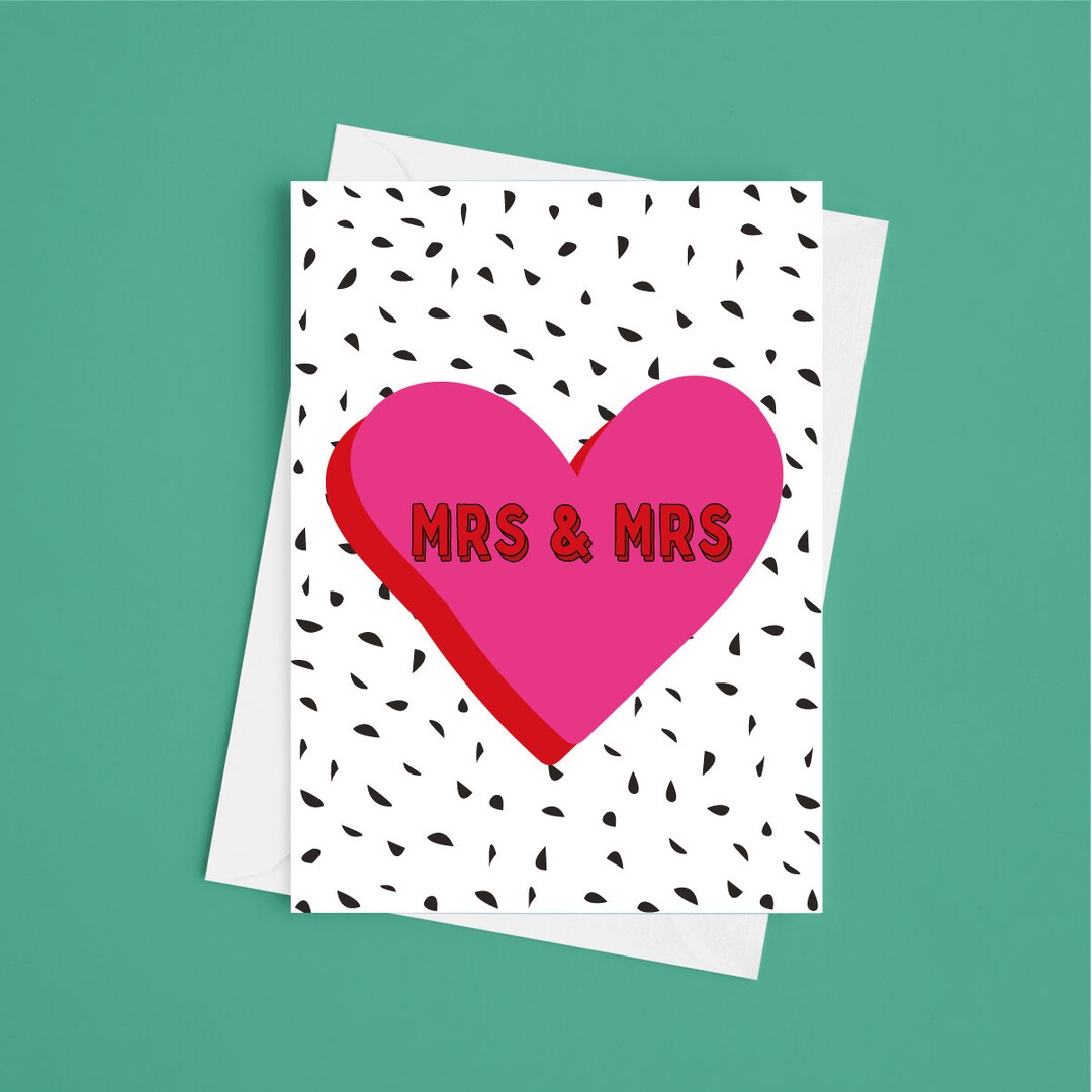 Mrs And Mrs Wedding Card A5 Same Sex Wedding Happy Wedding Day Card