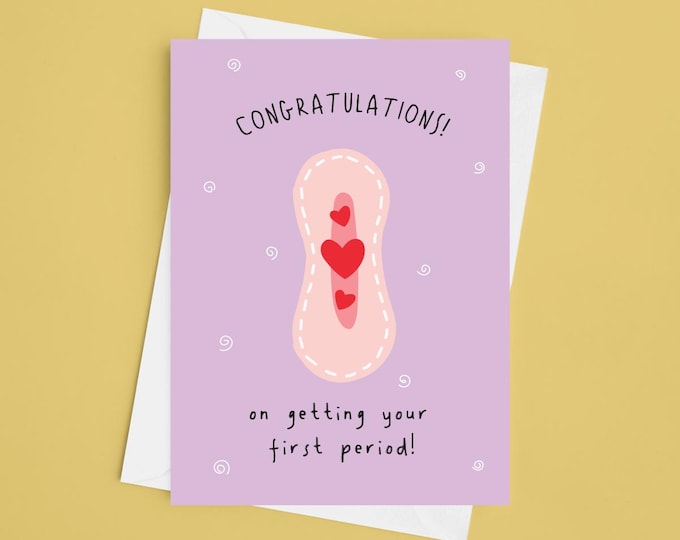 Period Card, First Period Card, Menstruation Celebration, First Period ...