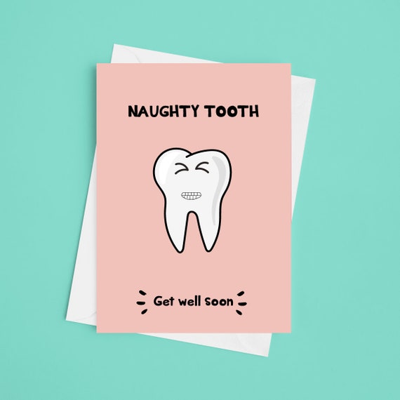 Naughty Tooth A5 Get Well Soon Card Wisdom Tooth Removal | Etsy