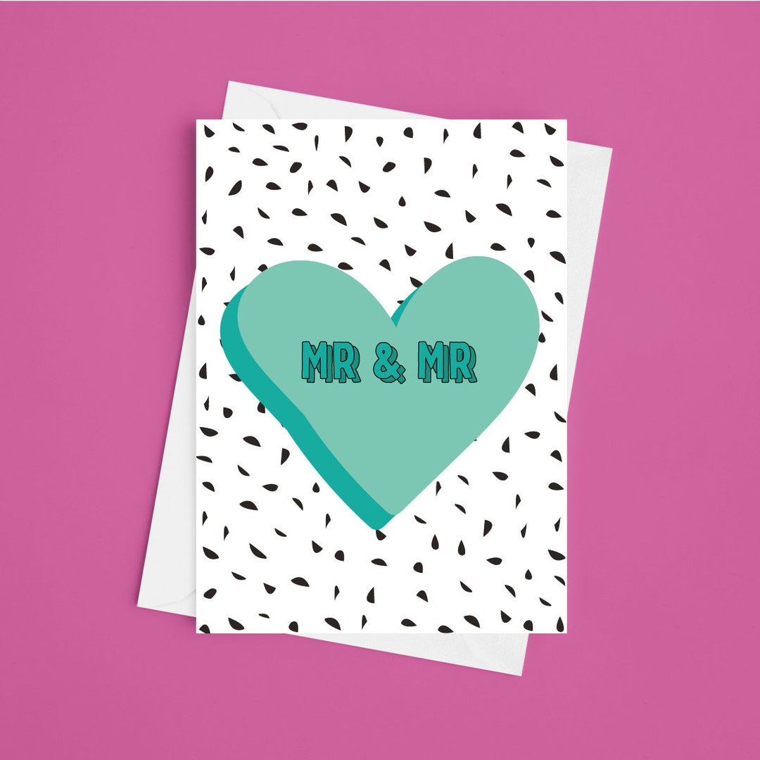 Same Sex Wedding Day Card A5 Mr And Mr Wedding Day Card Same Sex Wedding Card Gay Wedding Card